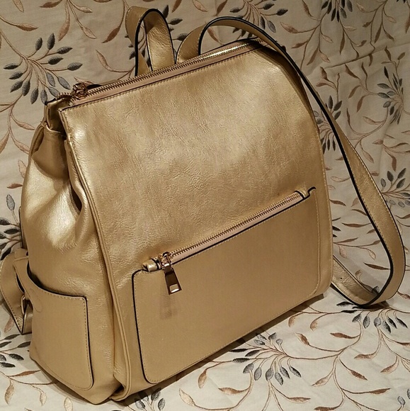 Bags | Gold Backpack | Poshmark